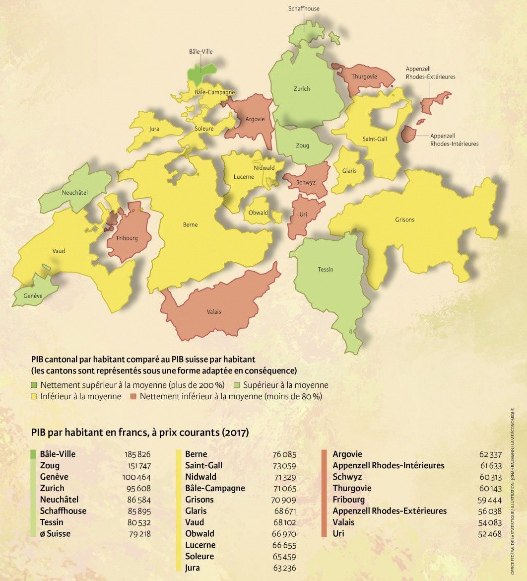 Le PIB de la Suisse par canton | La Vie économique